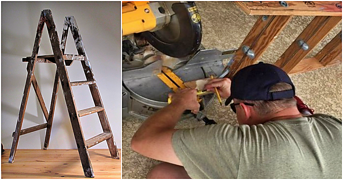 Pár přetvořil žebřík z garážového prodeje na polici | adbz.cz