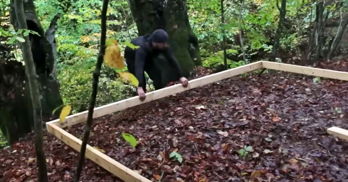 Video: Vzal pár trámů a během chvíle v lese vykouzlil úchvatnou chatičku
